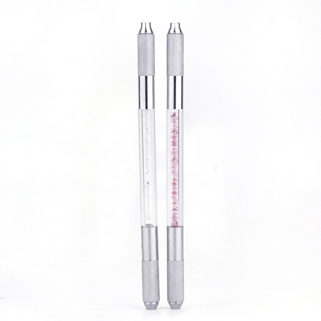 White Pink Crystal Permanent Makeup Manual Tattoo Microblading Pen Two